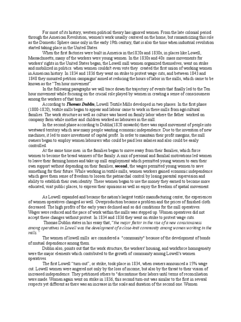 Lowell Women Workers | PDF | Economies | Labor