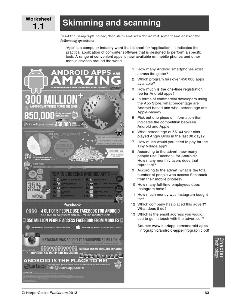 Skimming and Scanning Apps Worksheet | PDF | Mobile App | Android ...