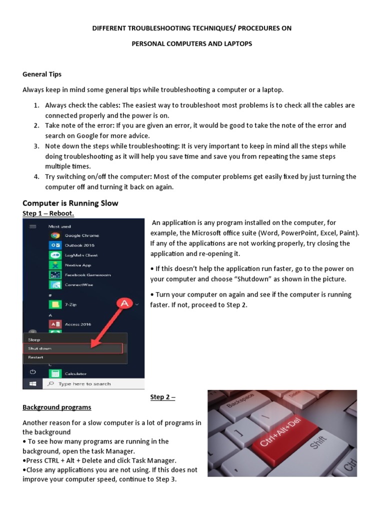 Different Troubleshooting Techniques Pdf Computing Software
