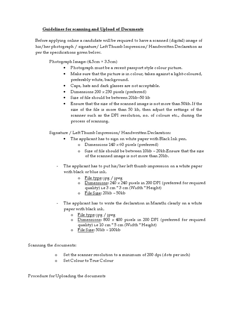 Guidelines For Scanning and Upload of Documents | PDF | Image Scanner | Pixel
