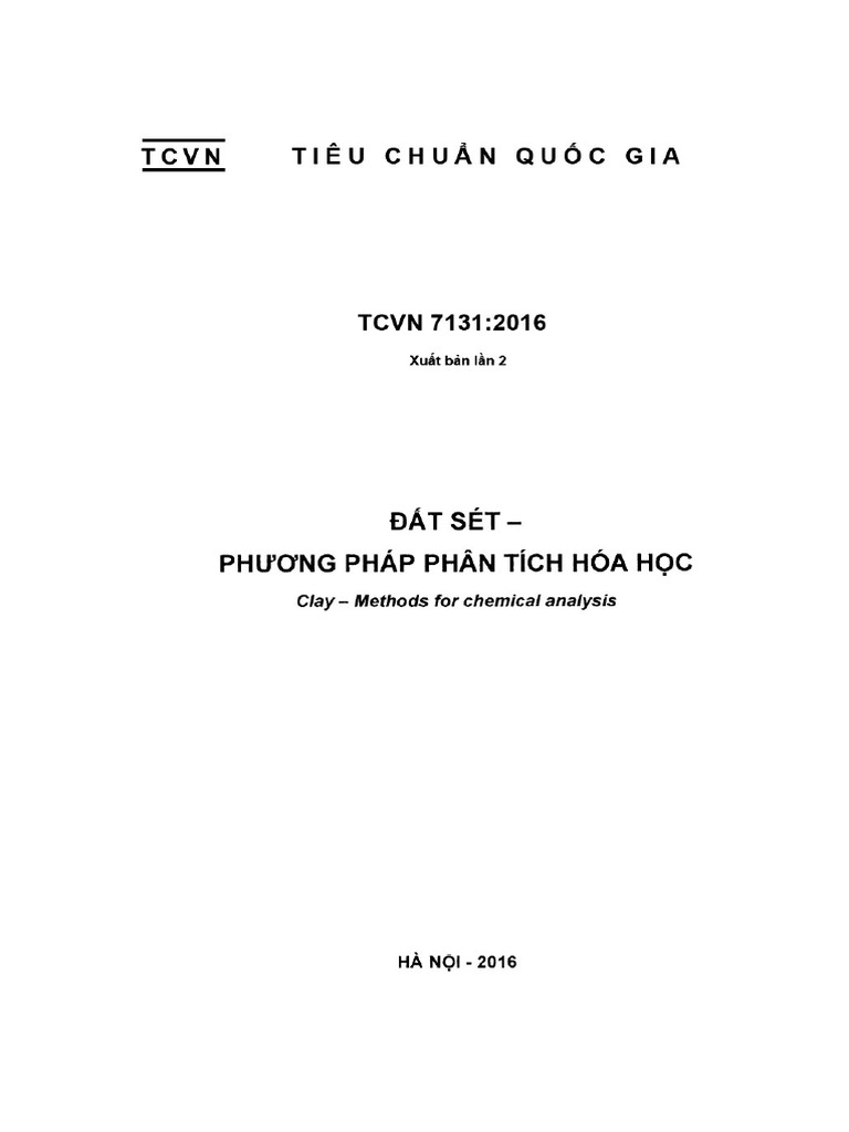 TCVN 7131-2016 Đất Sét - Phương Pháp Phân Tích Hoá Học. (a-27-L2) VIBM | PDF