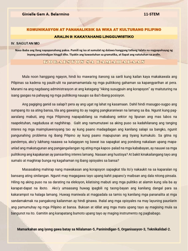 Modyul 9 - (Sagutan Mo) - G11-STEM | PDF