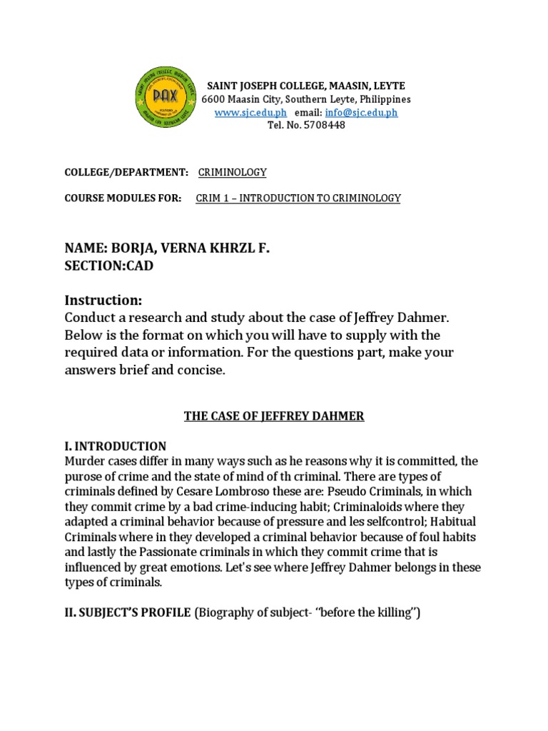 The Case of Jeffrey Dahmer | PDF