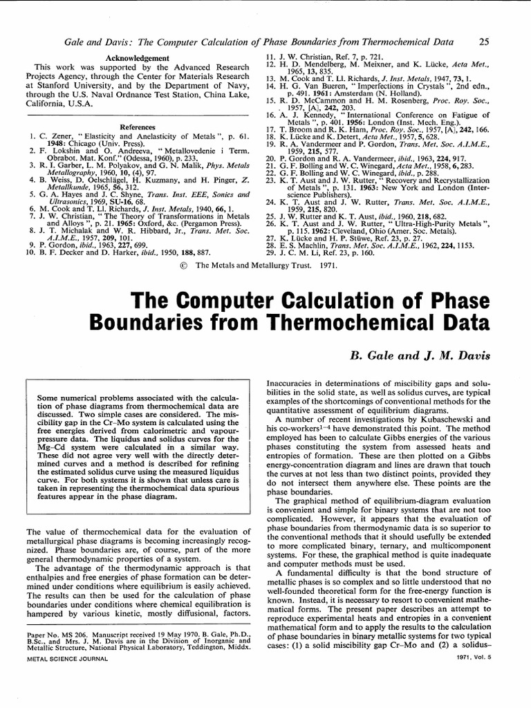 Computer Calculation of Phase Boundaries | PDF | Phase (Matter) | Phase Diagram