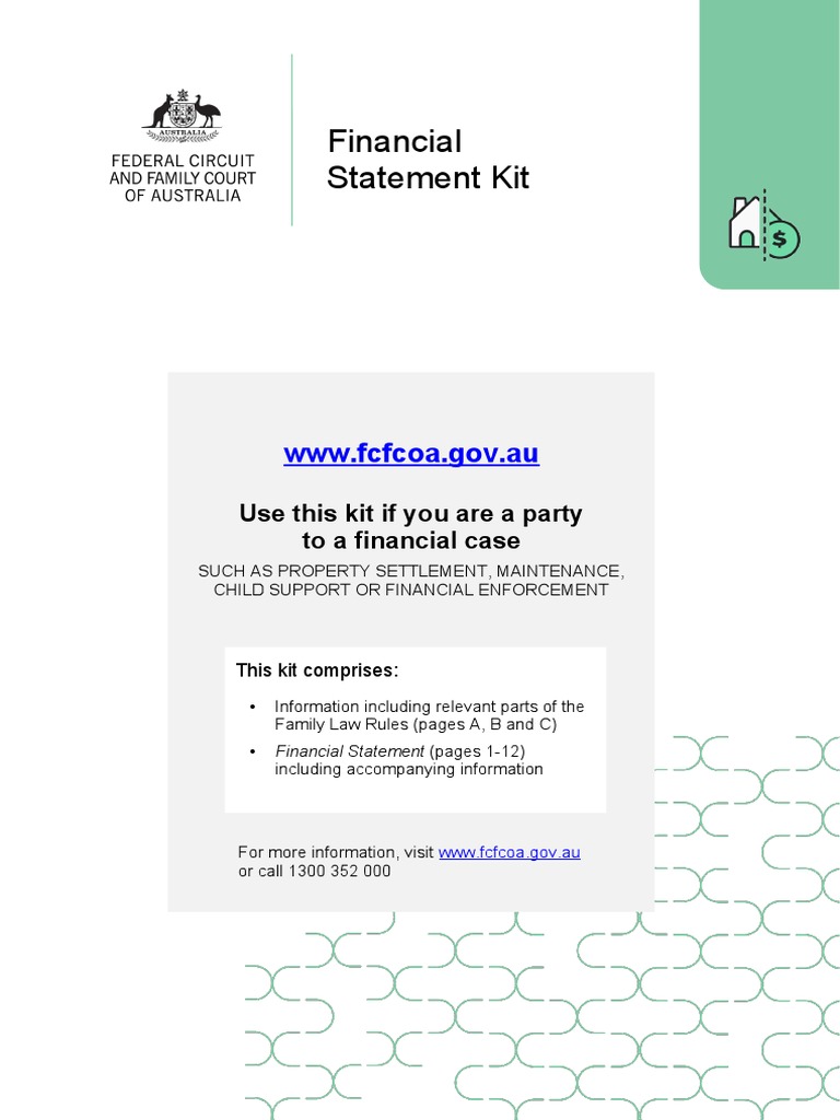Financial Statement Kit for Family Law | PDF | Loans | Mortgage Loan