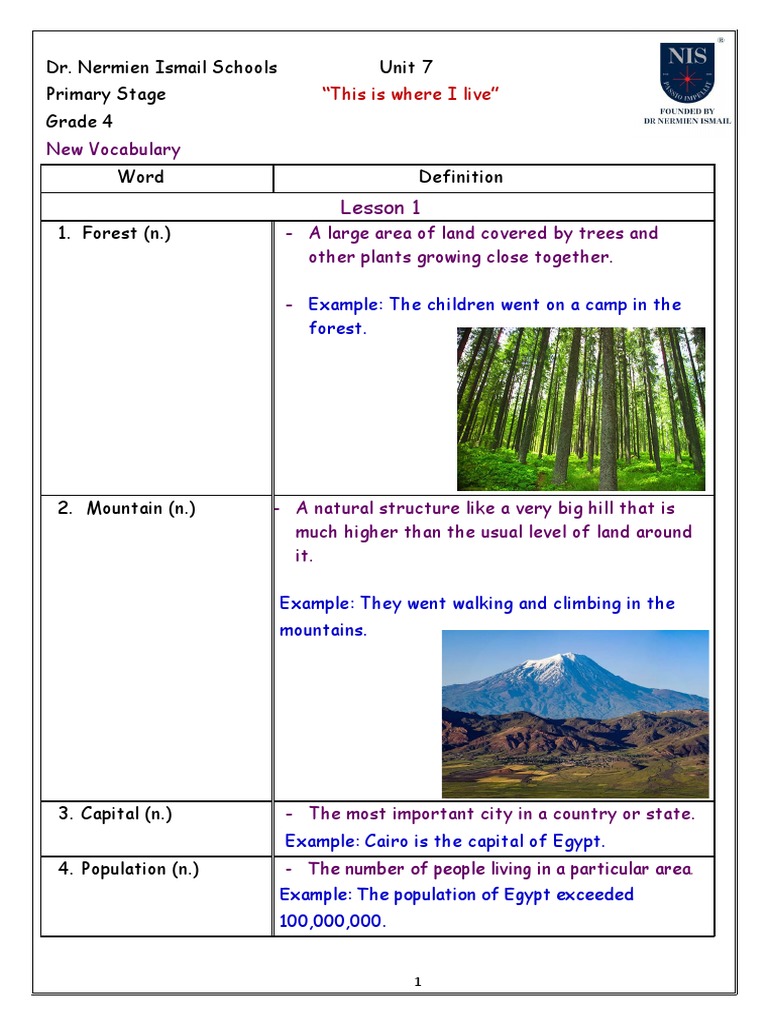 Connect Vocabulary - Unit 7 | PDF | Plants | Forests