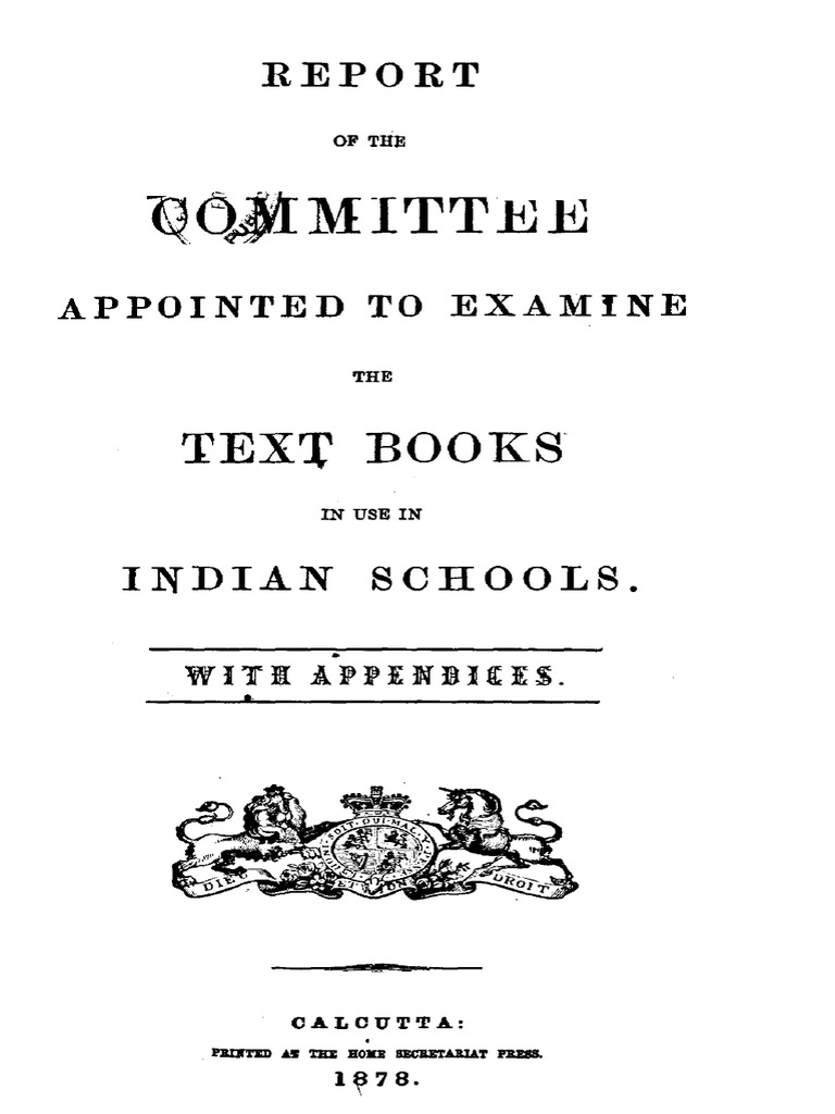 Textbook Committee Report 1877 | PDF | Languages Of India | Languages