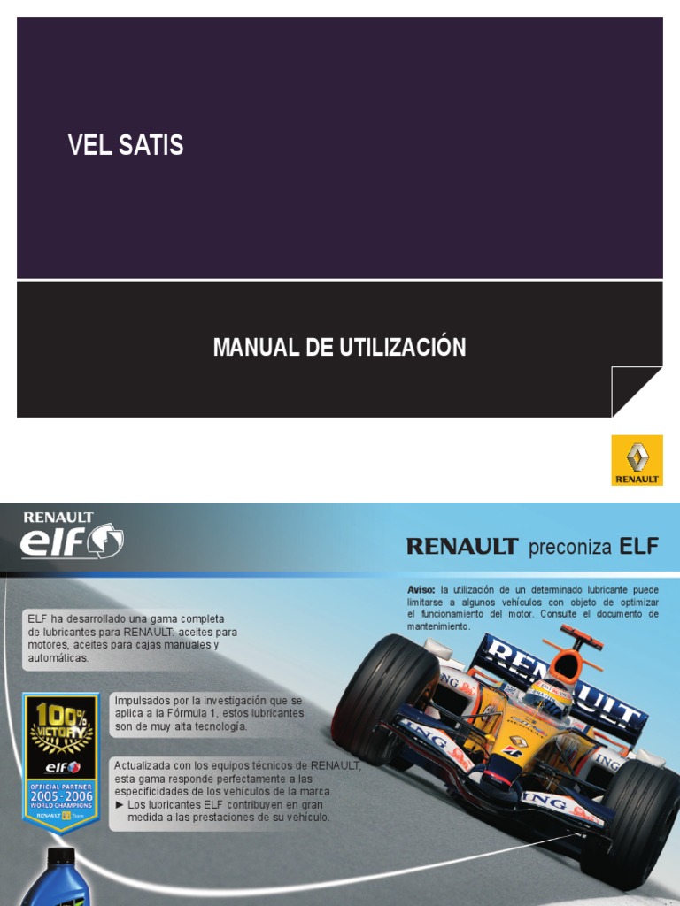 Manual de Uso Renault Vel Satis | PDF | Neumático | Industria automotriz