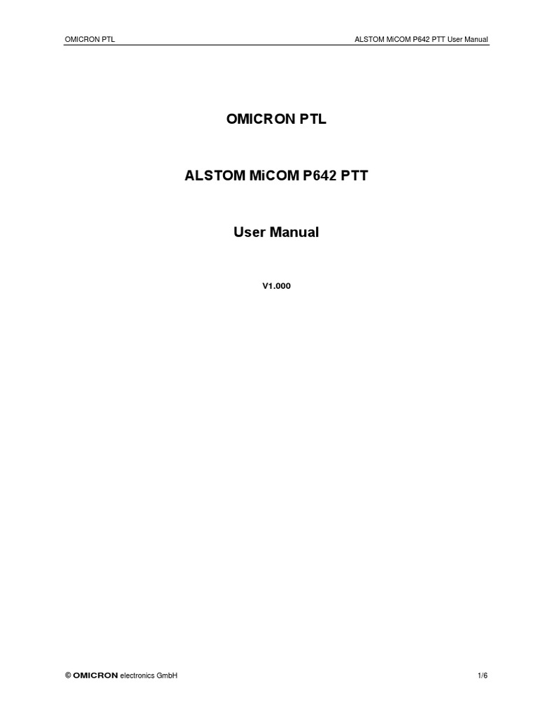 ALSTOM MiCOM P642 V06 Transformer PTT User Manual ENU | PDF ...