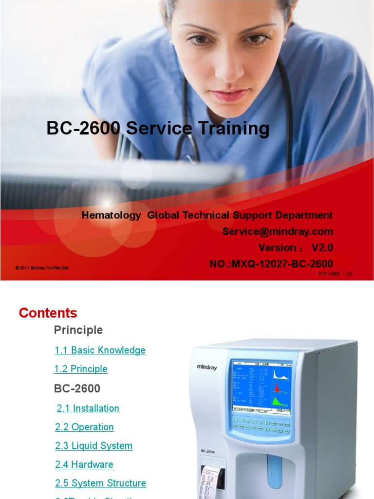 BC-2600 - Service Training - V2.0 - EN | PDF | Red Blood Cell | Blood Cell