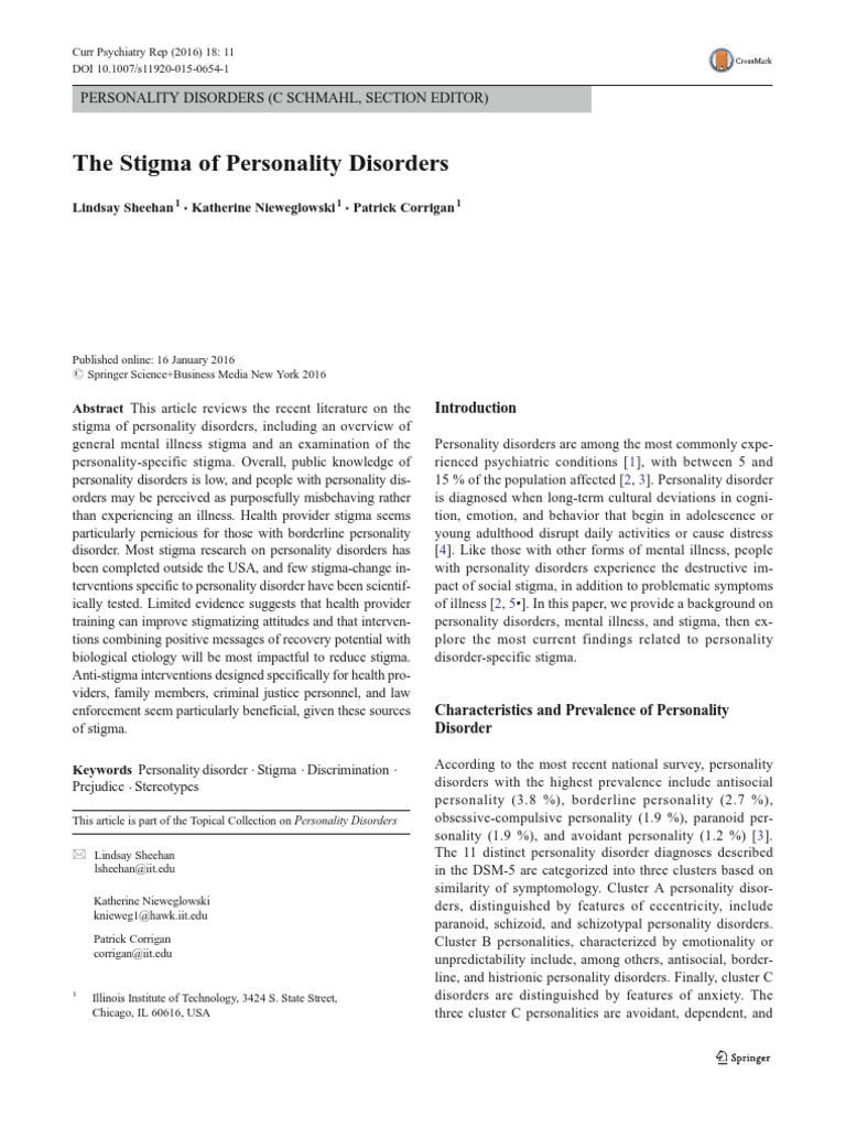 Understanding Personality Disorder Stigma | PDF | Mental Disorder ...