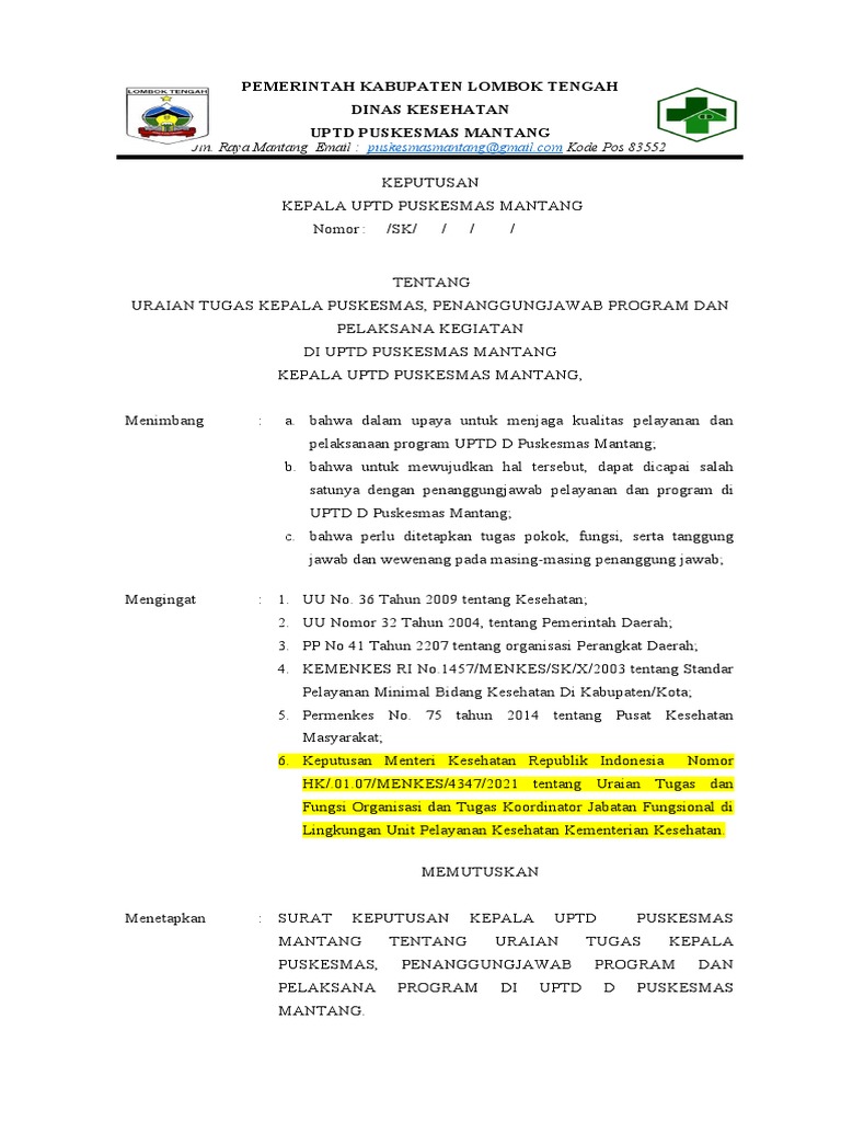 1.3.2.1 SK Uraian Tugas (Sudah Di Revisi) | PDF