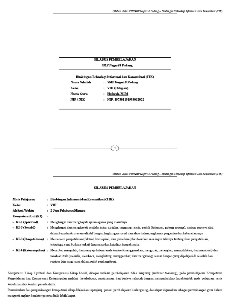 Silabus TIK 8. CD-19 | PDF