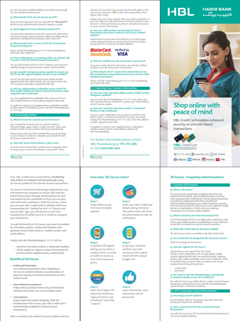 HBL CreditCard - 3D Secure | PDF | Credit Card | Cyberwarfare