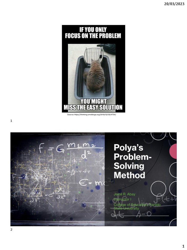 6 - Polya's Problem-Solving Method | PDF | Equations | Numbers