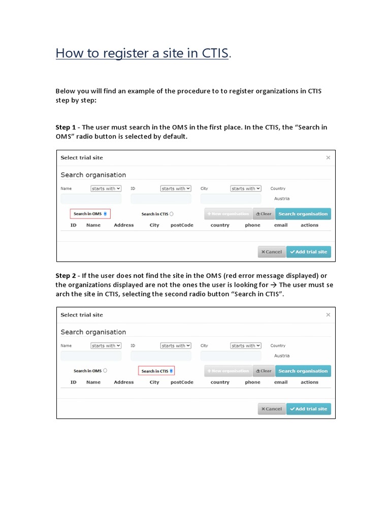 Registering a Site in CTIS: Step-by-Step | PDF | Microsoft Windows ...