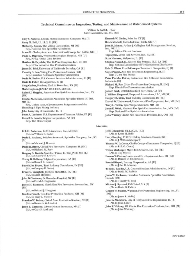 NFPA 25-2017-Inspection, Testing, and Maintenance of Water-Based Fire ...