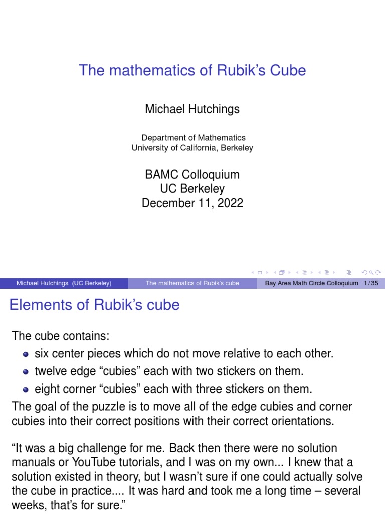 The Mathematics of The Rubik's Cube - Hutchings | PDF | Teaching ...