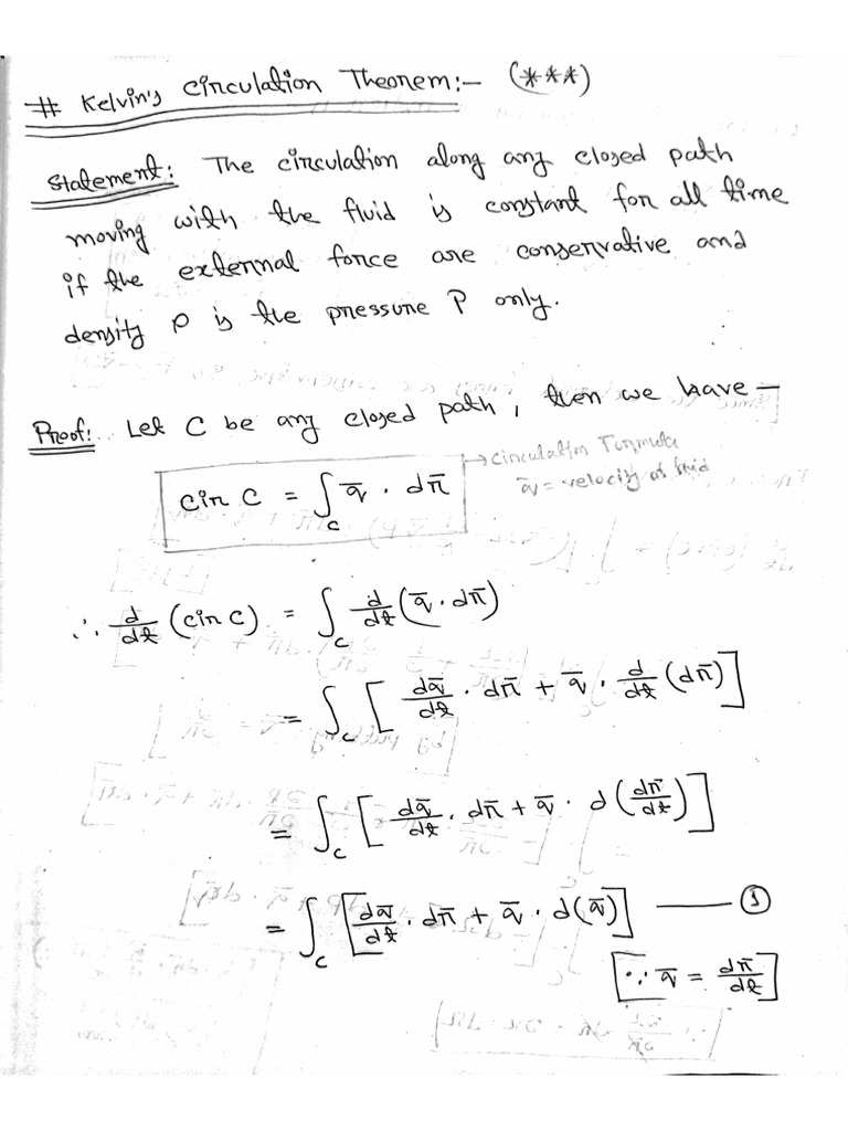 Kelvins Circulation Theorem Pdf