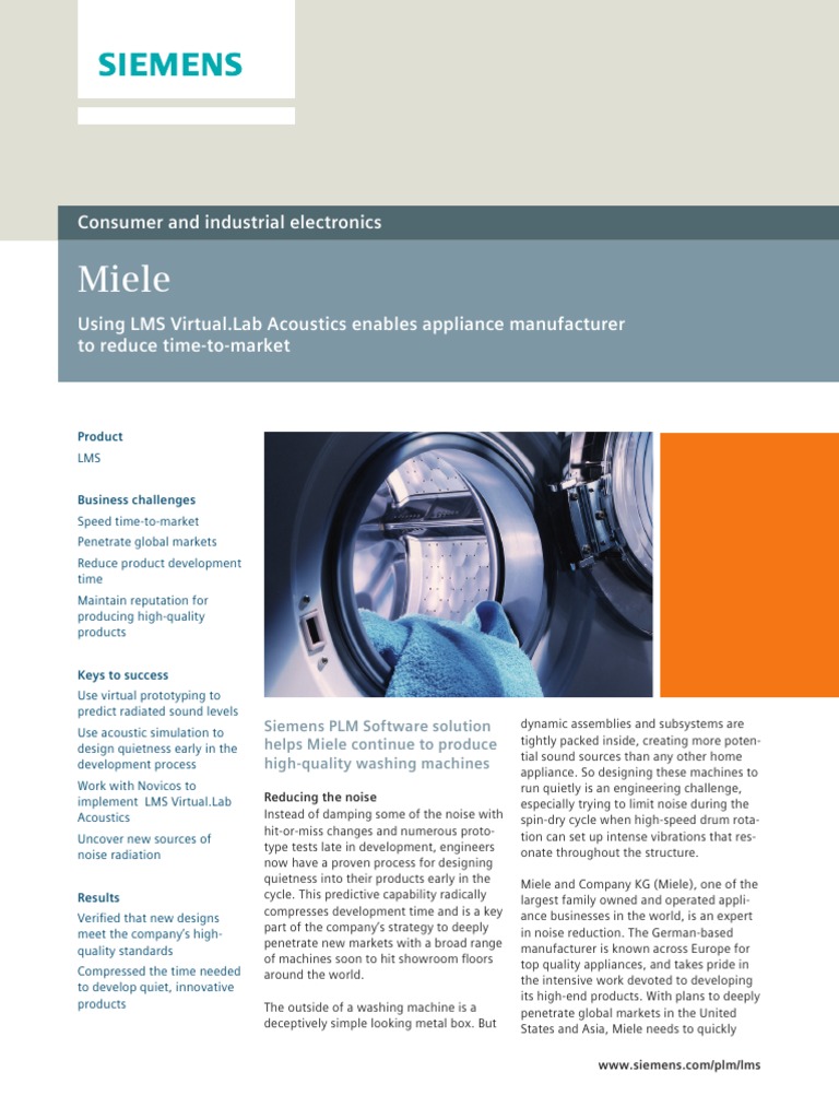 Siemens PLM Miele Washing Machines Cs Z7 | PDF | Simulation | Prototype