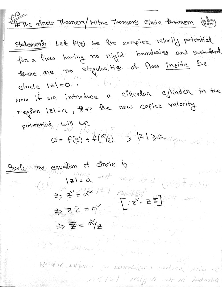 The Circle Theorem - Hydrodynamics | PDF