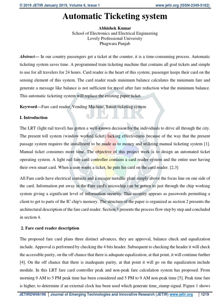 Smart Ticketing for LRT Systems | PDF | Smart Card | Vhdl