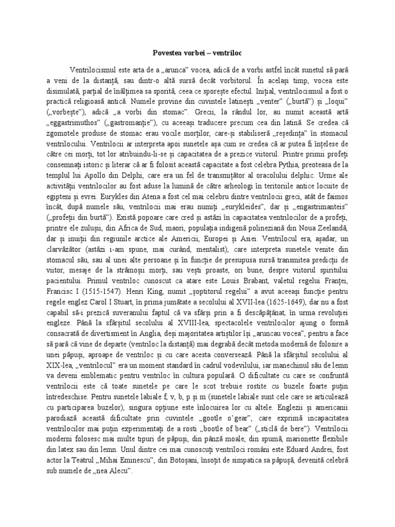 Povestea vorbei Ventriloc | PDF