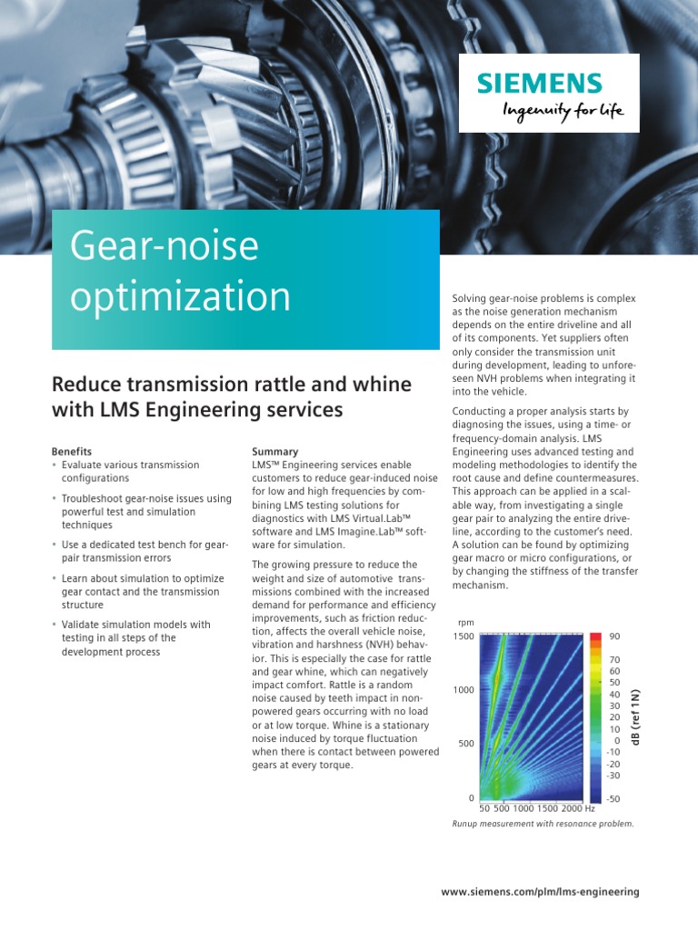 Siemens PLM LMS Gear Noise Optimization Fs 51837 A12 | PDF | Simulation | Mechanical Engineering