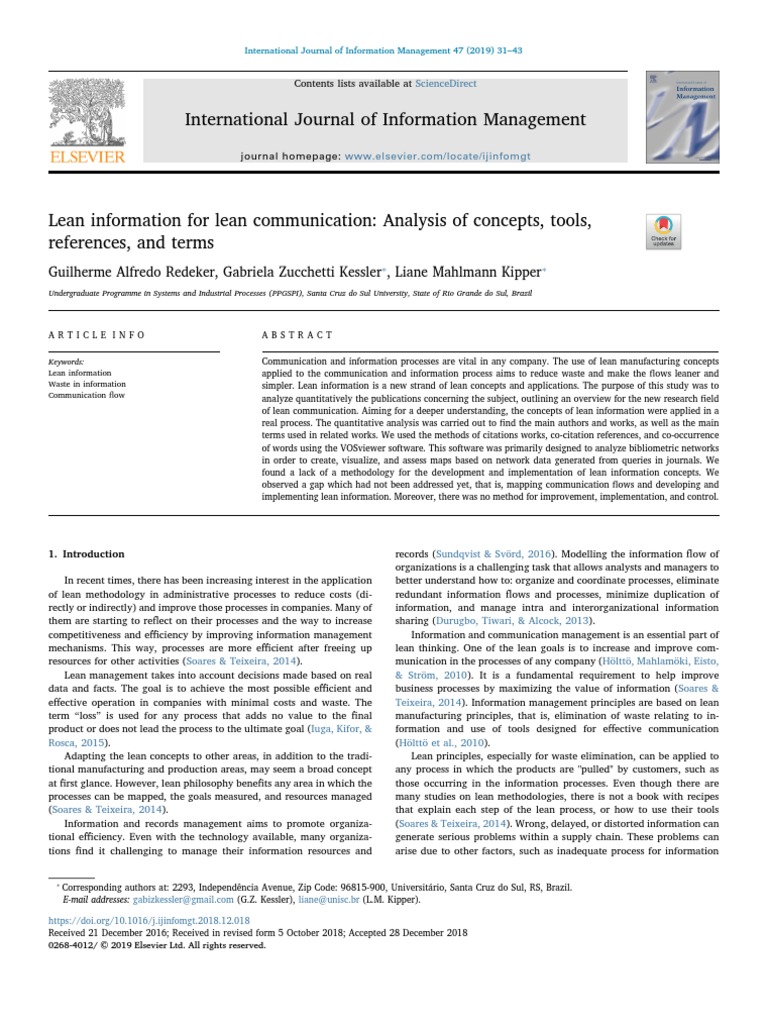 Lean Information For Lean Communication Analysis of Concepts, Tools ...