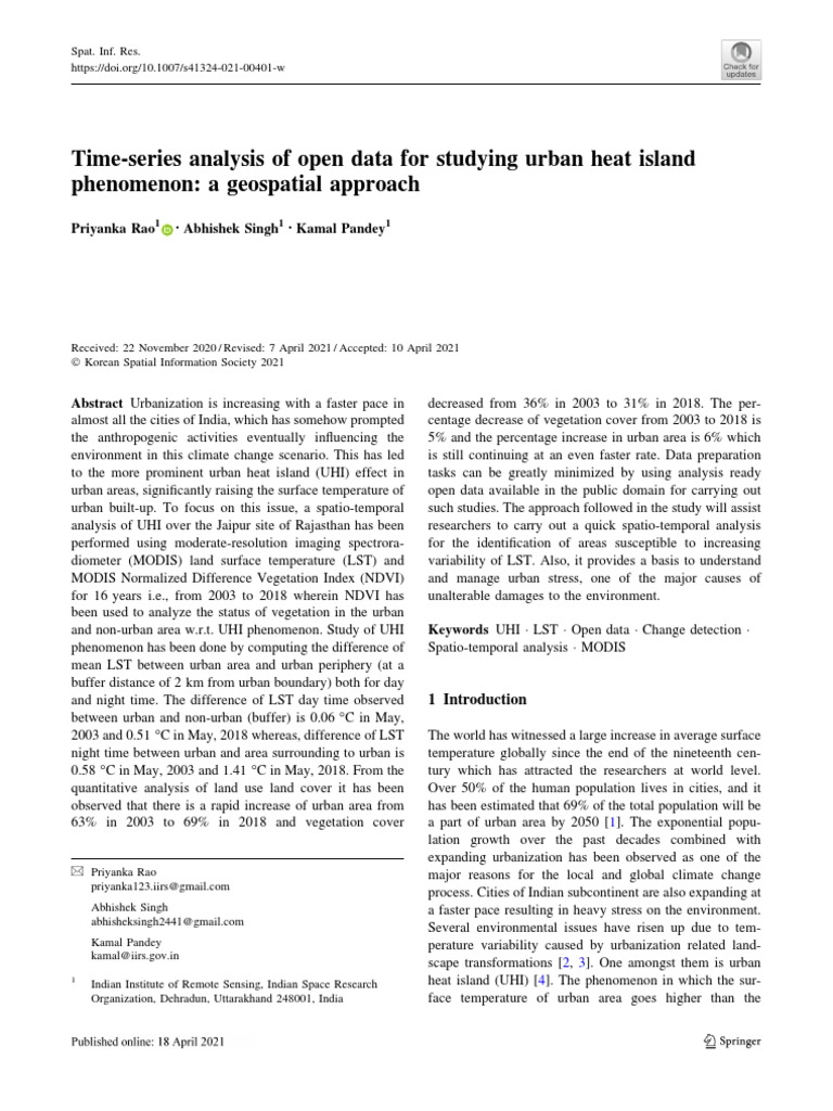 Rao 2021 | PDF | Applied And Interdisciplinary Physics | Earth Sciences