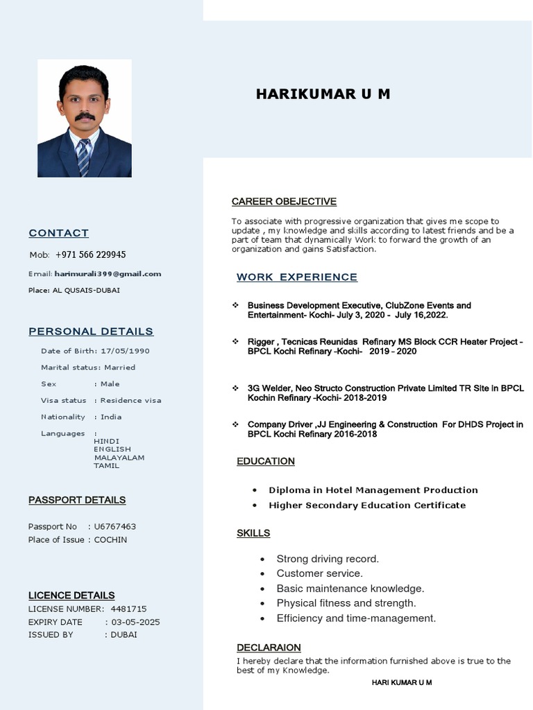 Resume Hari Kumar Um | PDF Resume Hari Kumar Um | PDF