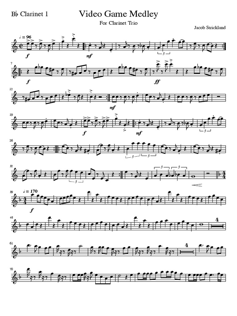 Video Game Clarinet Trio-Bb Clarinet 1 | PDF