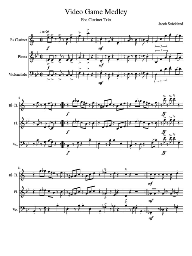Video Game Clarinet Trio-Partitura y Partes | PDF