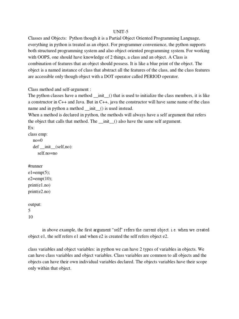 Python Unit 5 Pdf Class Computer Programming Method Computer Programming
