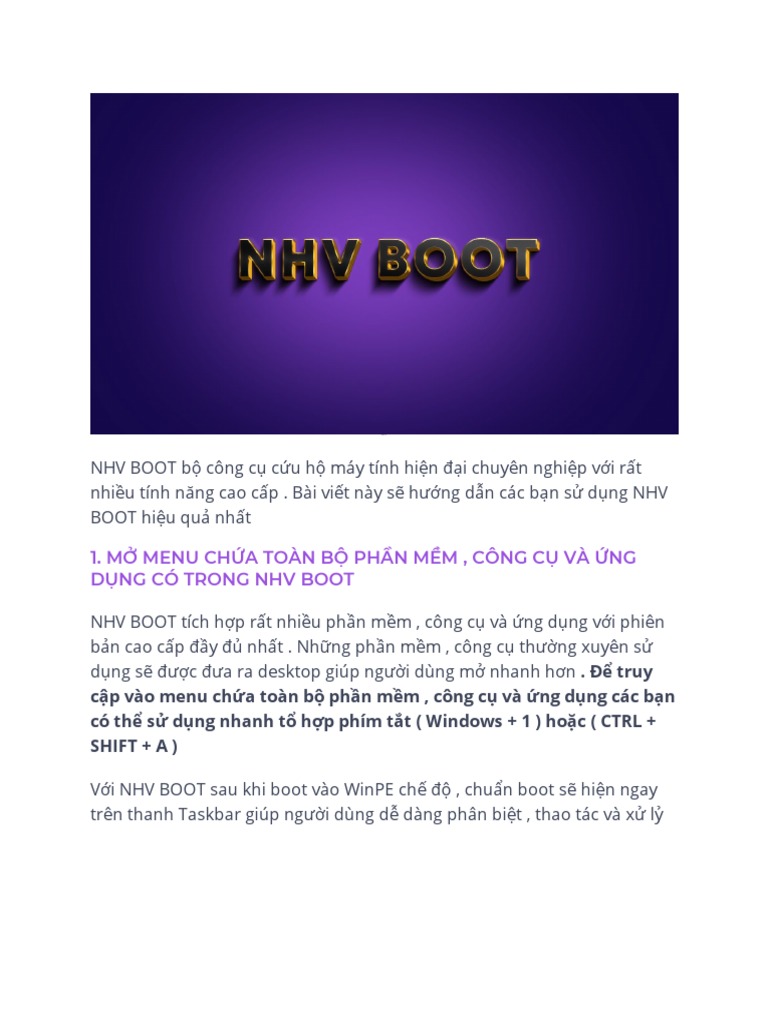 Hướng Dẫn Sử Dụng Nhv Boot | PDF