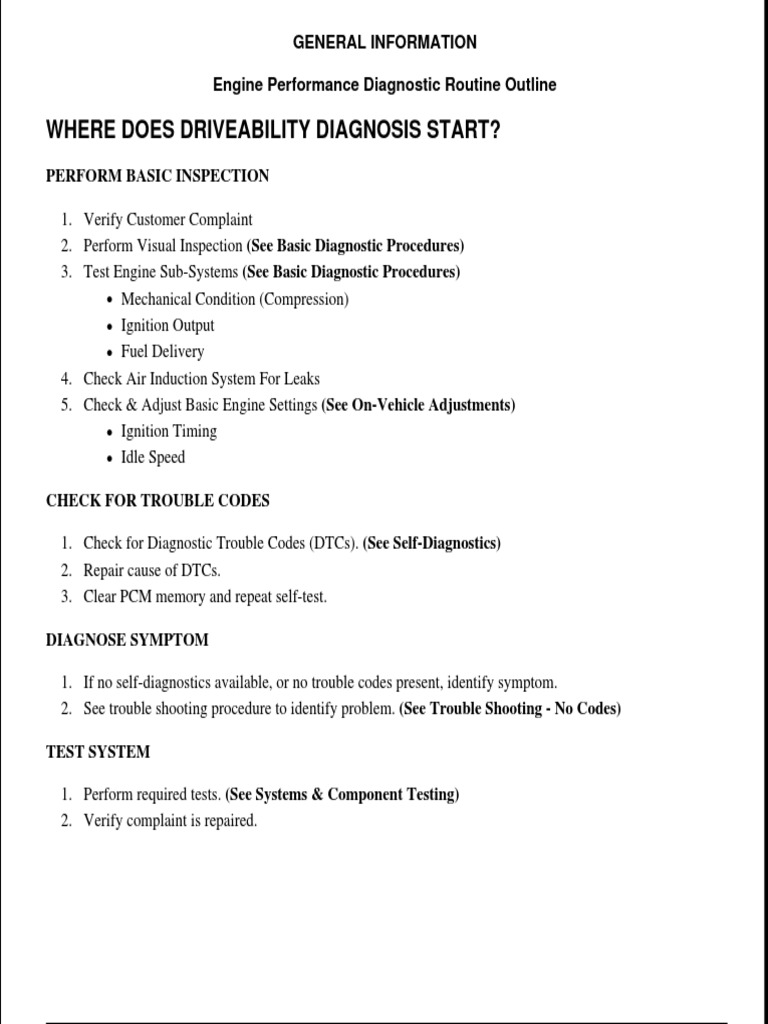 Engine Performance Diagnostic Routine | PDF