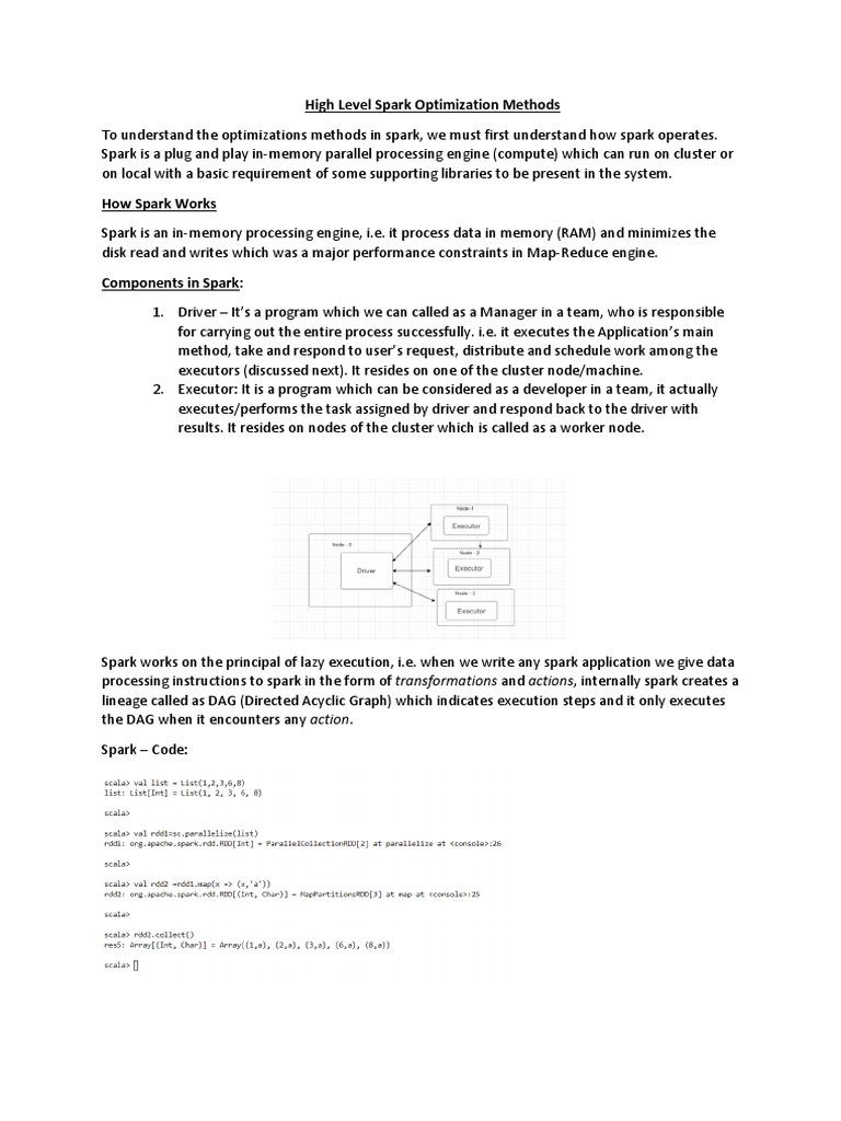 High Level Optimization Methods in Spark 1672230272 | PDF | Apache Spark | Program Optimization