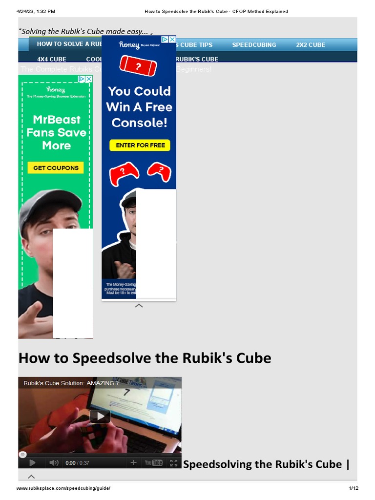 Speedcubing with CFOP Method | PDF | Logic Puzzles | Recreational ...