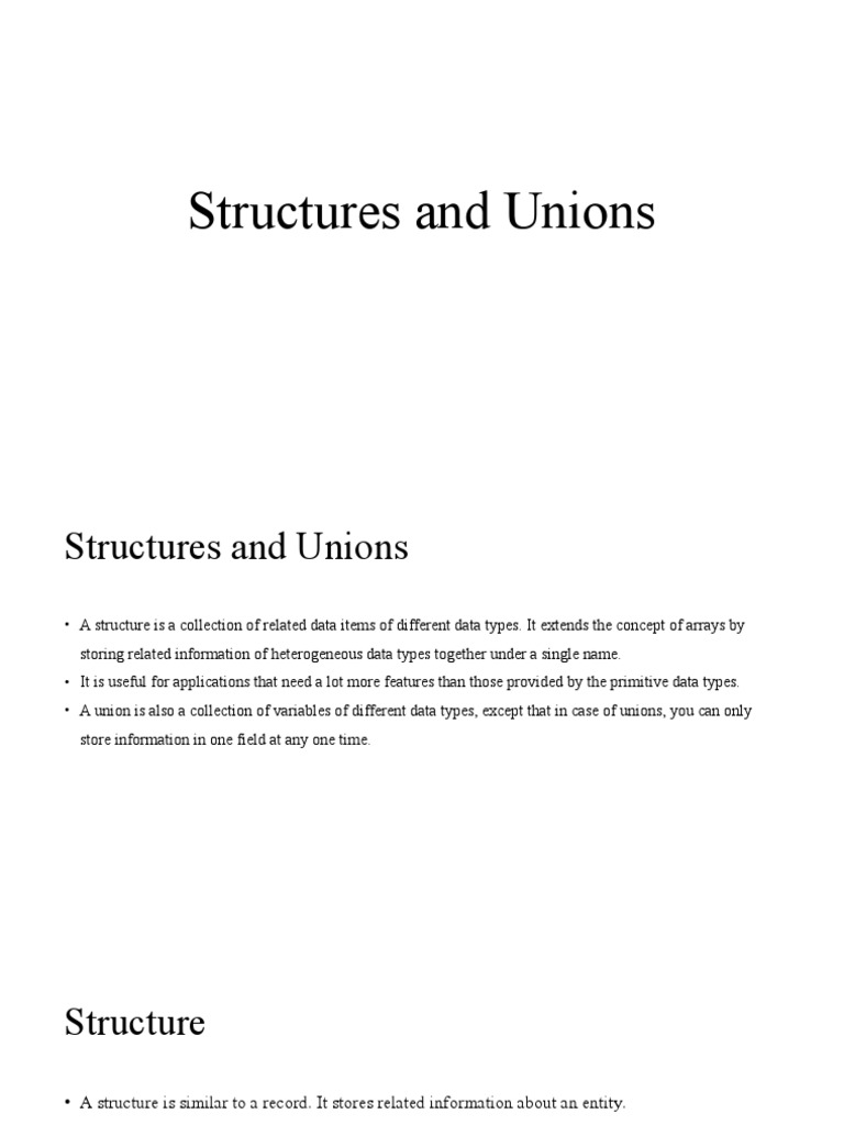 Structures and Unions | PDF | Pointer (Computer Programming) | Software ... Structures and Unions | PDF | Pointer (Computer Programming) | Software ...