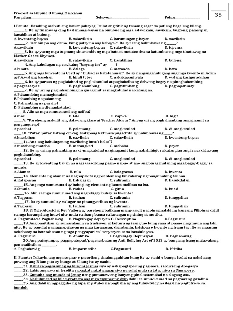 Daily Lesson Log Filipino 8 Quarter 2 Sarswela Definition