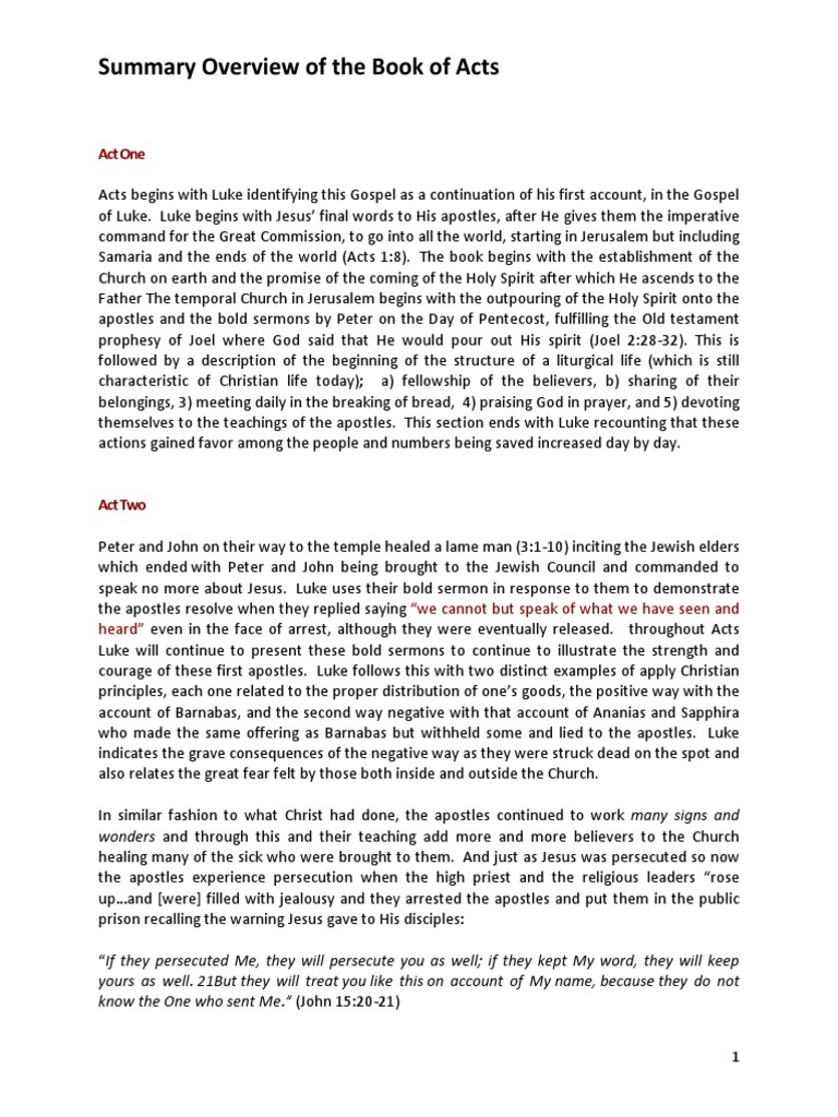 Book Of Acts Summary Pdf Paul The Apostle Acts Of The Apostles