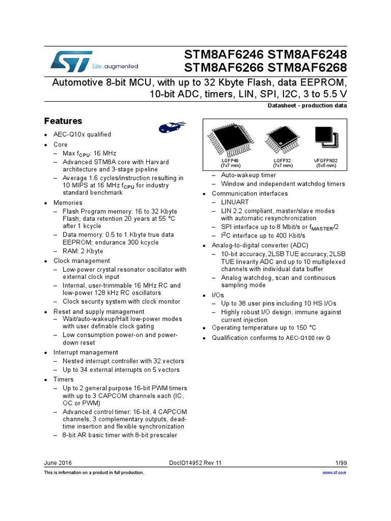 STM 8 Af 6266 | PDF | Microcontroller | Flash Memory