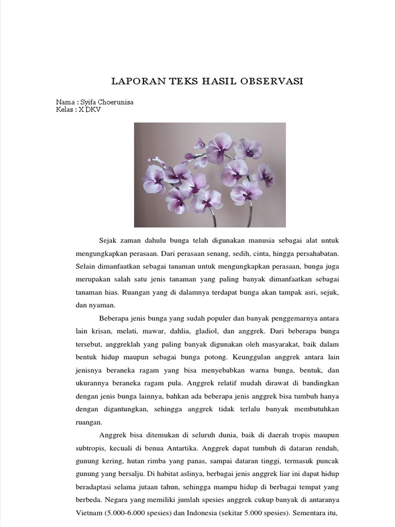PDF Laporan Hasil Observasi Bunga Anggrek | PDF