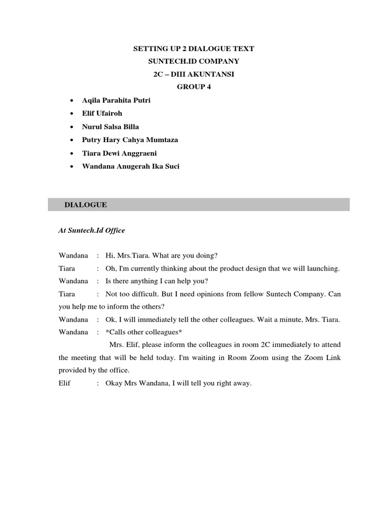 2cakt - Group 4 - Setting Up 2 Dialogue | PDF