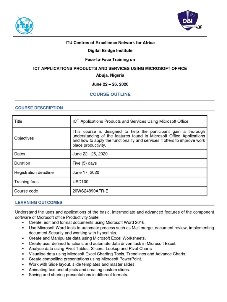 Training Outline Onsite ICT Applications | Download Free PDF ...