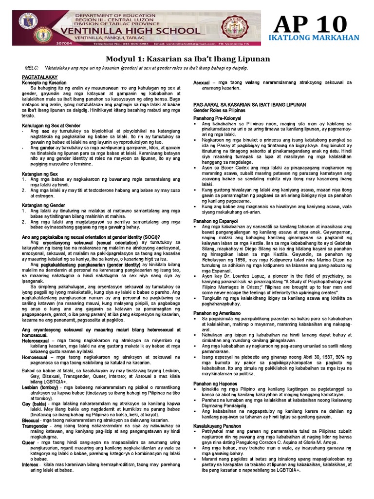 AP 10 - 3rd Quarter - Handout | PDF