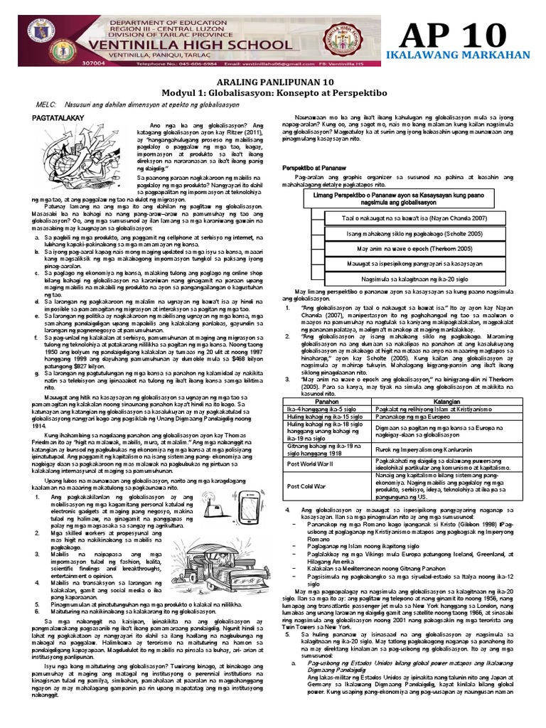AP 10 - 2nd Quarter - Handout | PDF
