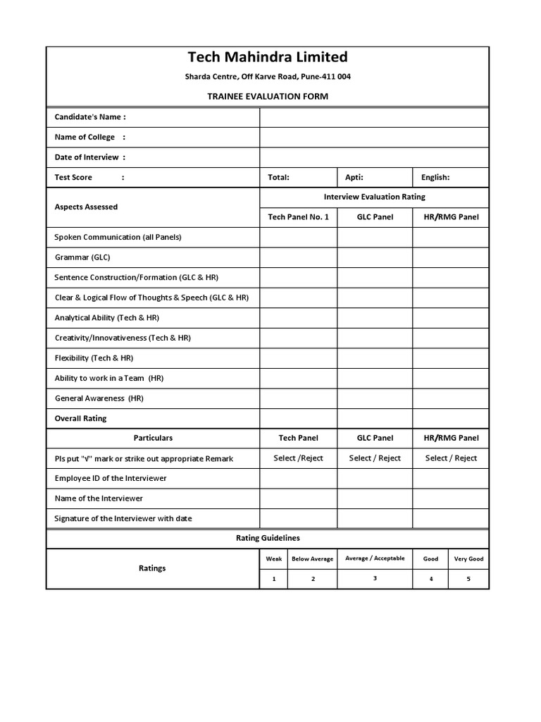 Trainee Evaluation Form Overview | PDF