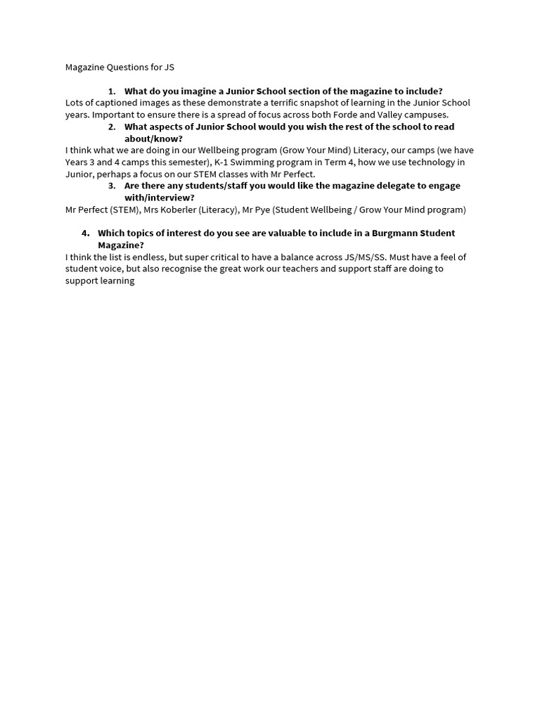 Magazine Questions | PDF