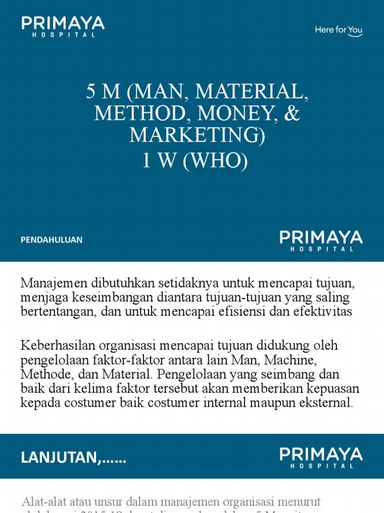 5 M (Man, Material, Method, Money, & Marketing) 1 W (WHO) | PDF
